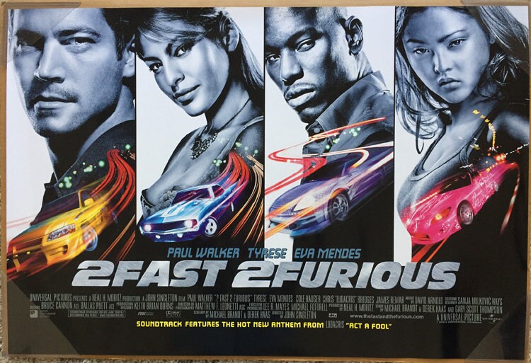 2 FAST 2 FURIOUS Movie Poster ORIGINAL 1 Sided Intl Horizontal 40x27 ...