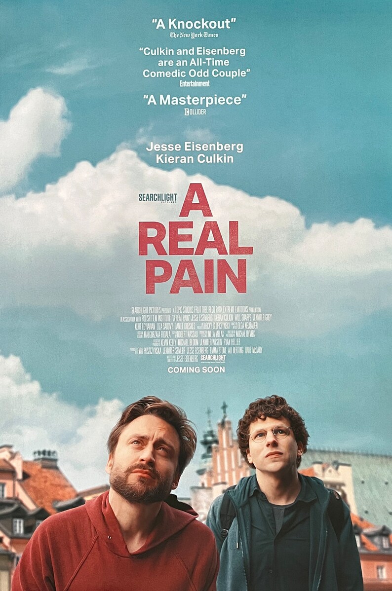 A REAL PAIN Movie Poster 2 Sided ORIGINAL 27x40 Jesse Eisenberg Kieran ...