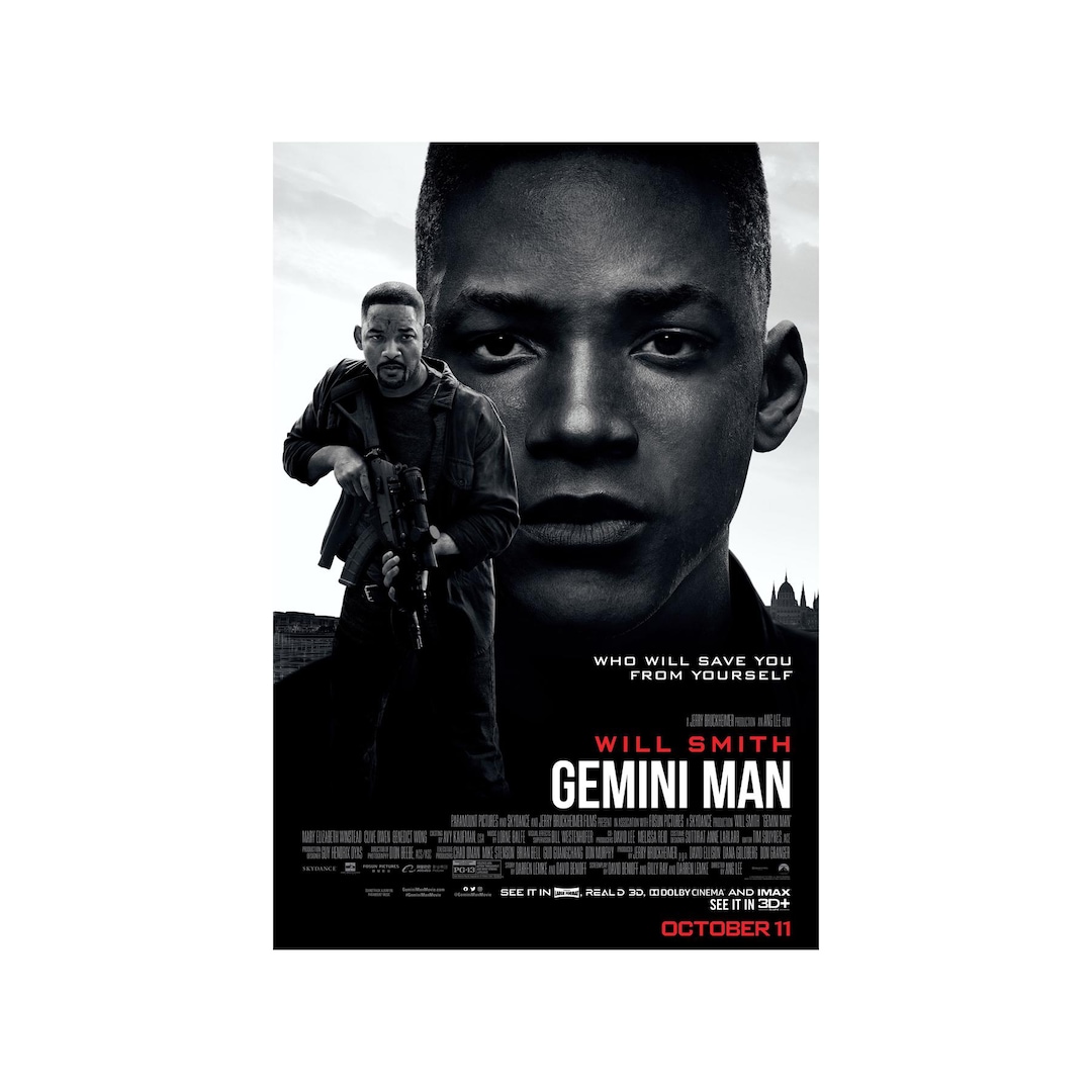 GEMINI MAN Movie Poster 2 Sided ORIGINAL Final 27x40 Will Smith Clive ...