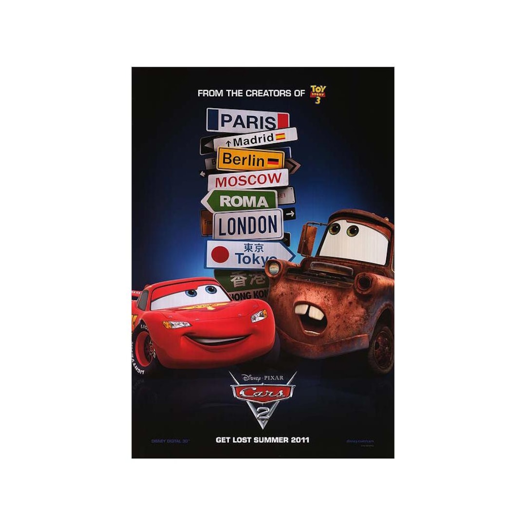 CARS 2 MOVIE POSTER 2 Sided Rare Original Intl 27x40 Owen Wilson - Etsy