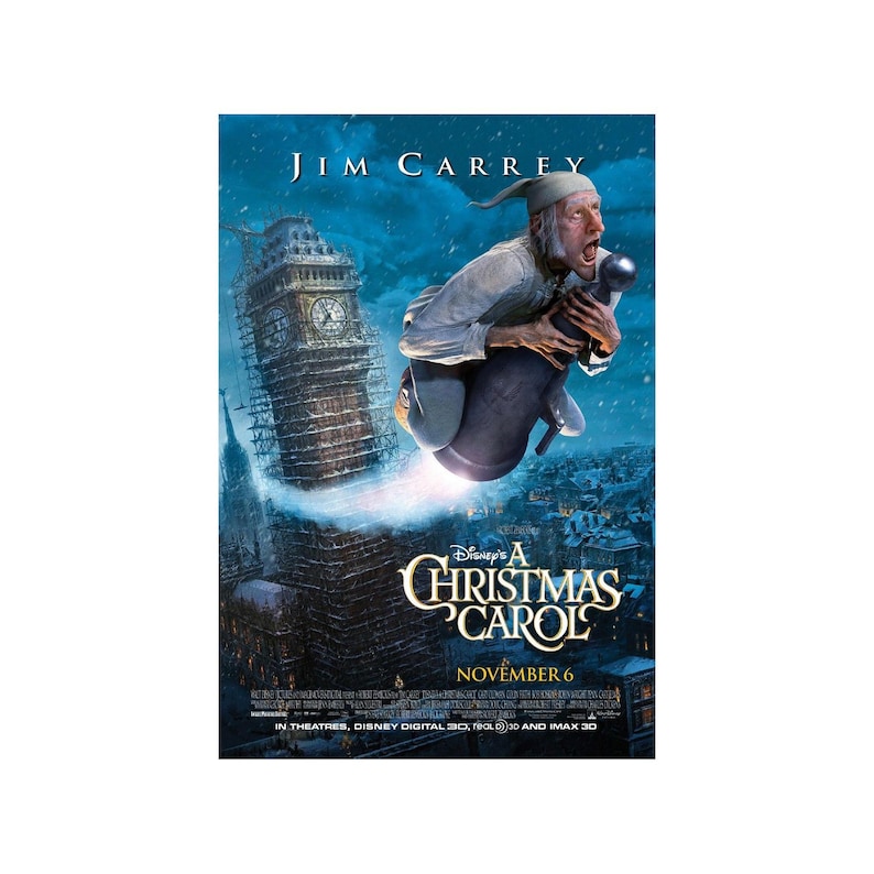 A CHRISTMAS CAROL Movie Poster 2 Sided Original Final 27x40 Jim Carrey ...