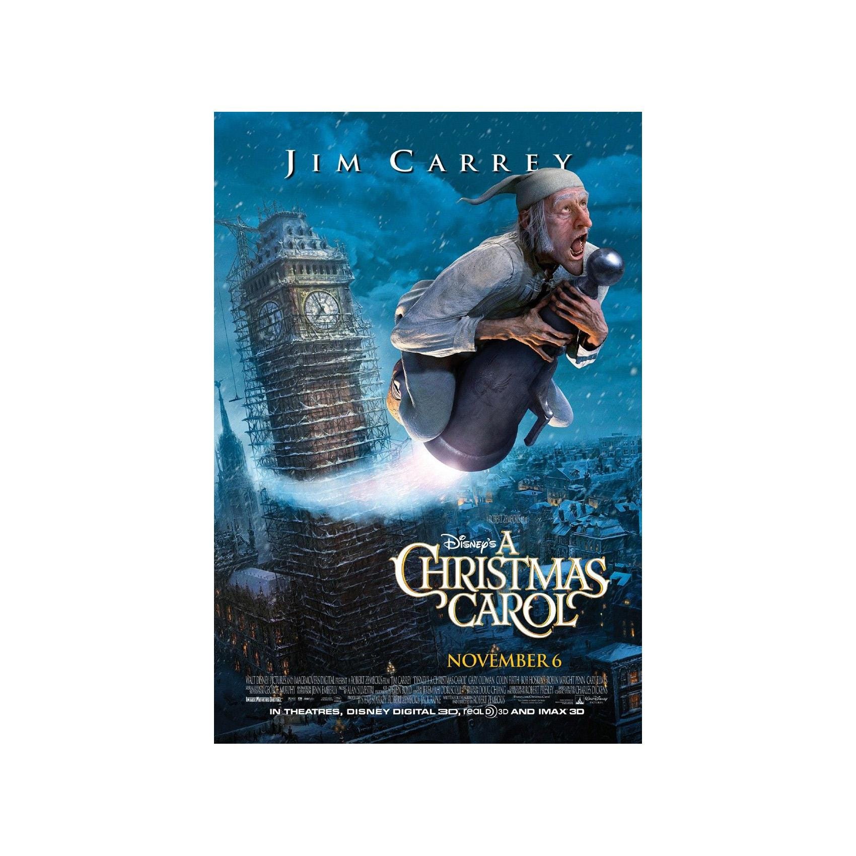 A CHRISTMAS CAROL Movie Poster 2 Sided Original Final 27x40 Jim Carrey ...