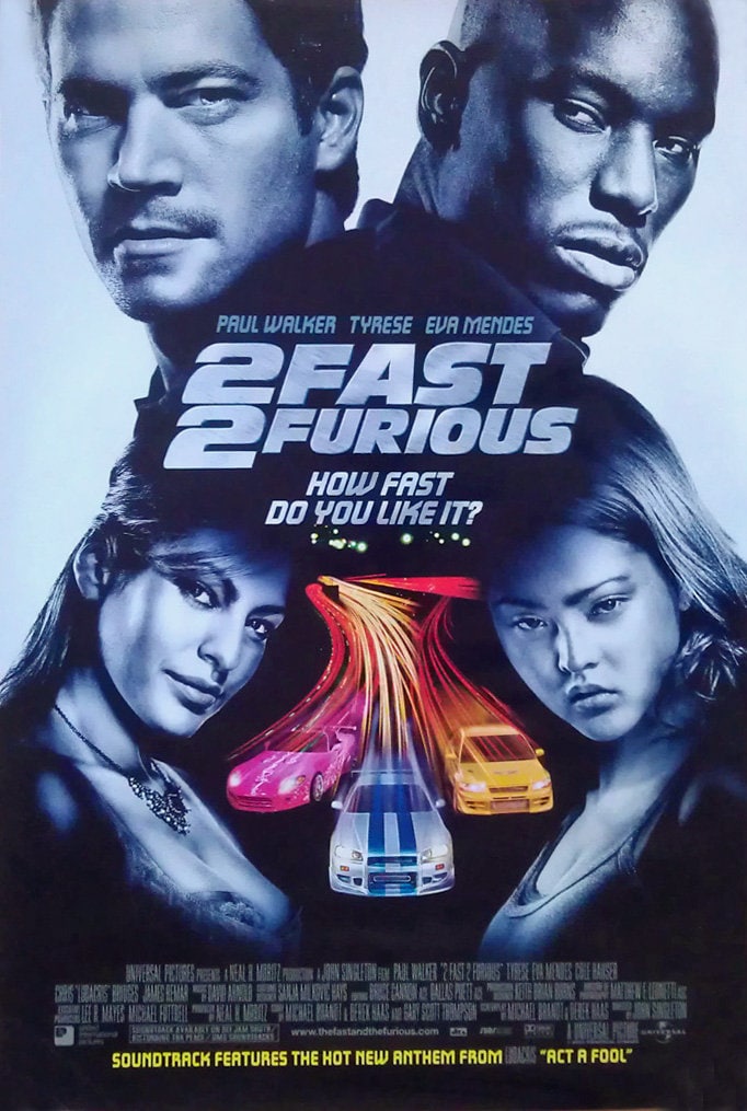 2 FAST 2 FURIOUS Movie Poster ORIGINAL Intl Version B 2 Sided 27x40 ...