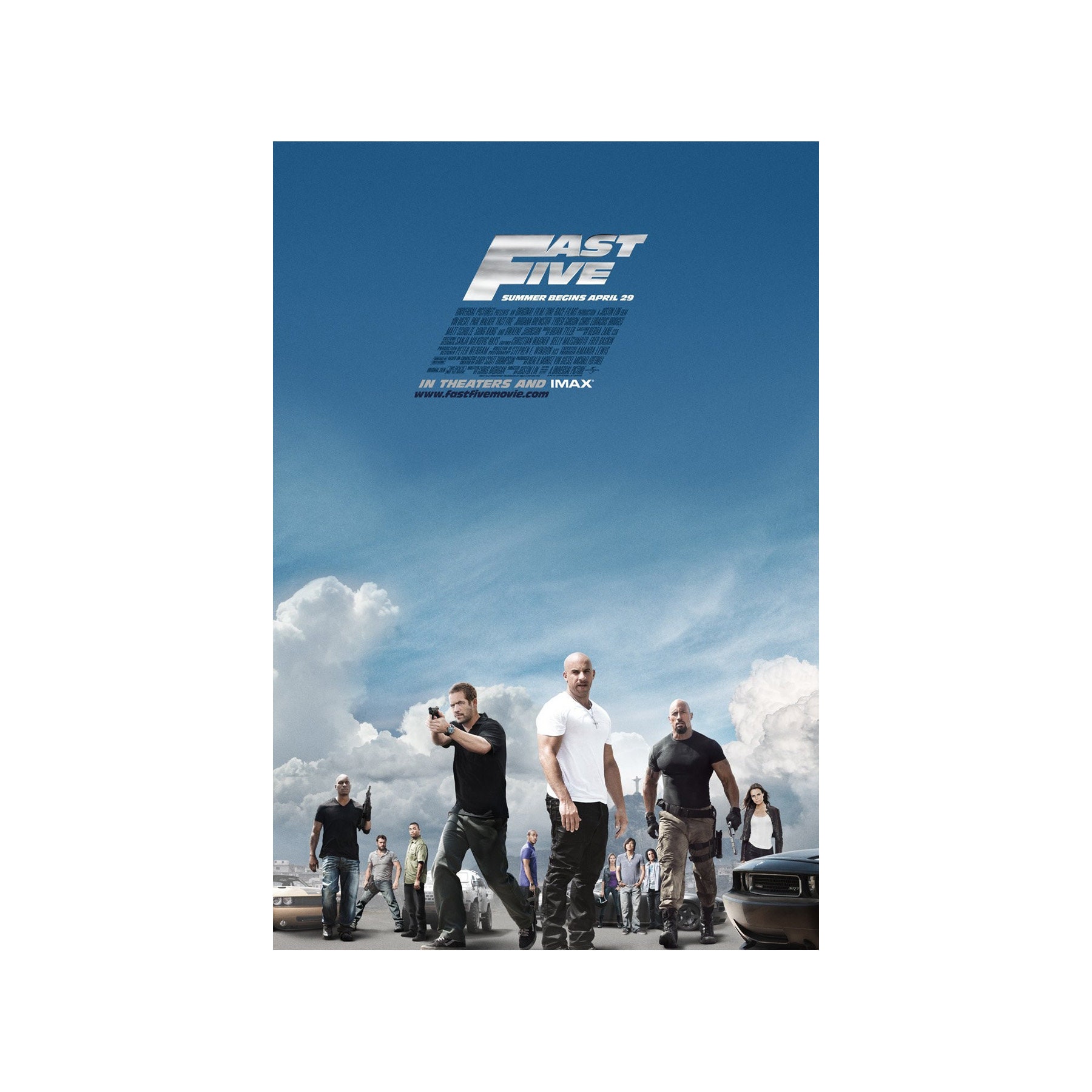 FAST FIVE Movie Poster 2 Sided ORIGINAL Final 27x40 Vin Diesel Paul ...