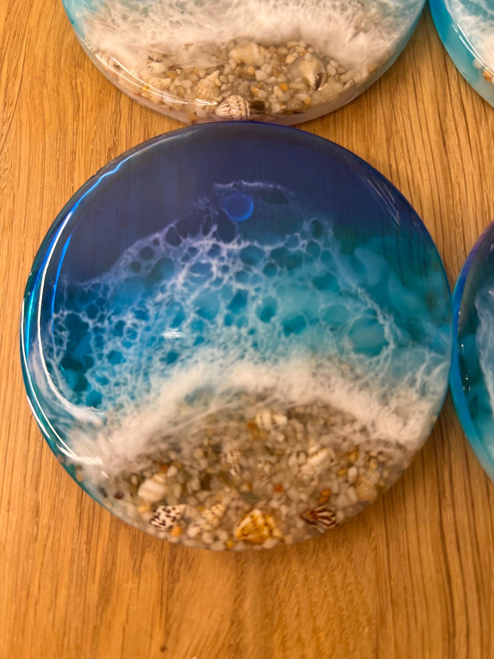Ocean Inspired Resin Coasters With Embedded Shells - Etsy UK