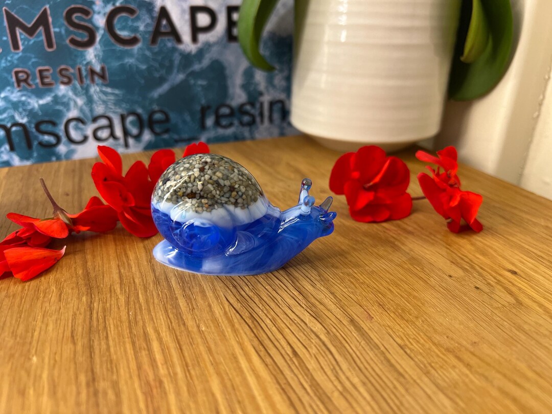 Handcrafted Resin Snail Figurine With Embedded Natural Pebbles ...