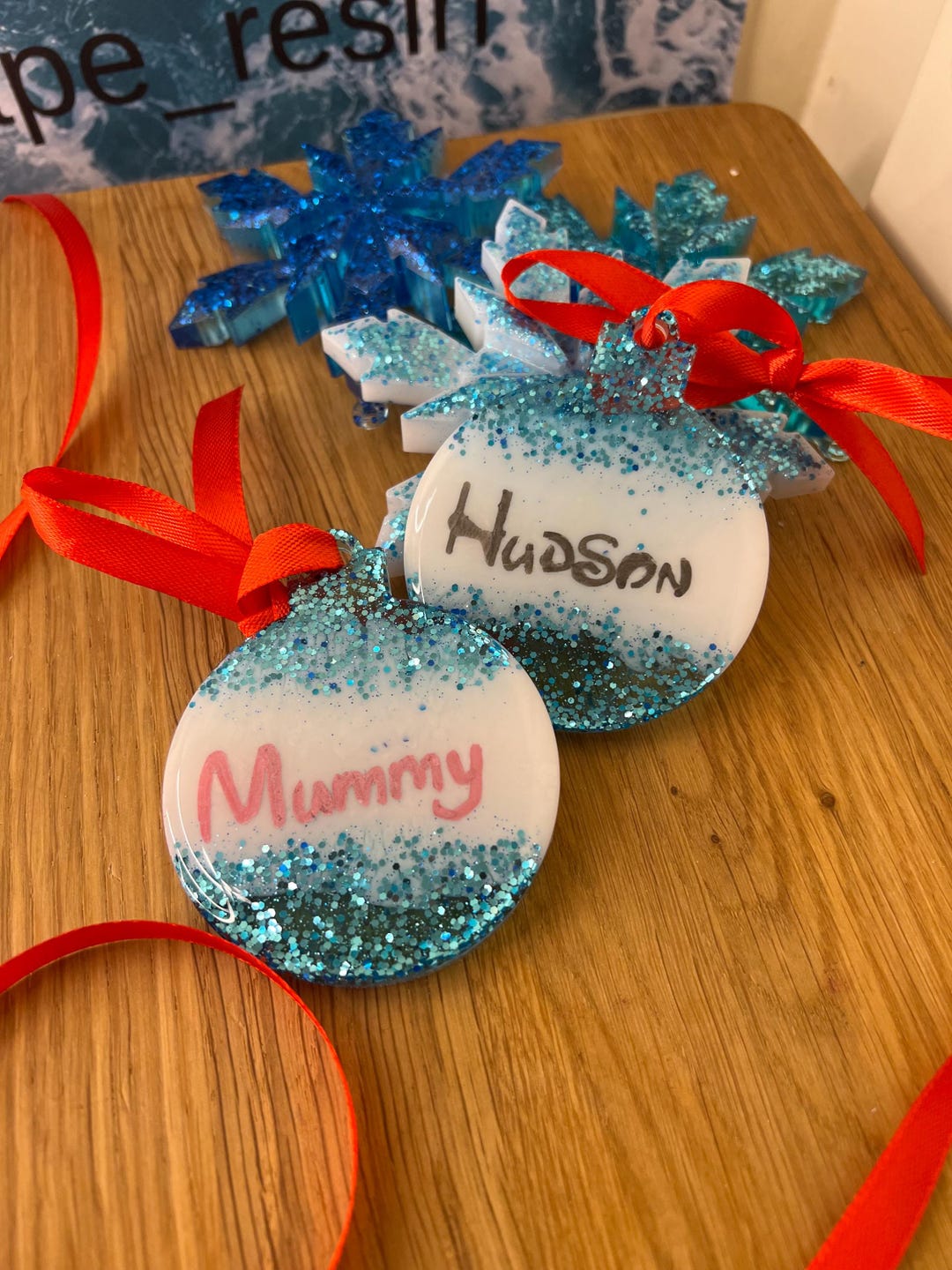 Personalized Handmade Resin Baubles – Custom Christmas Tree Decorations ...