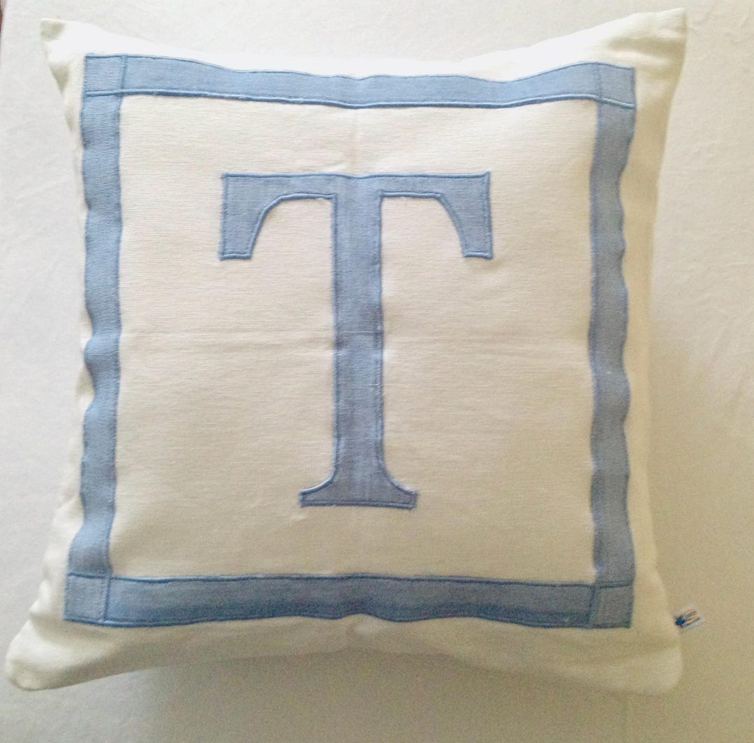 Alphabet Letter Blue Pillows, Initial Personalized Pillow, Gift for ...