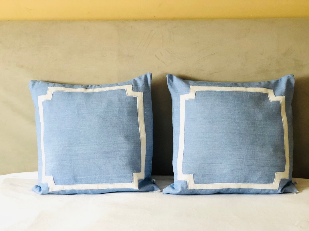 Blue White Euro Pillows, Personalized Euroshams for Couch Sofa Bed ...