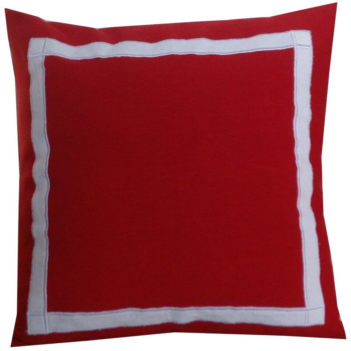 Red Trim Throw Pillows Border Cushion Cover Square White - Etsy
