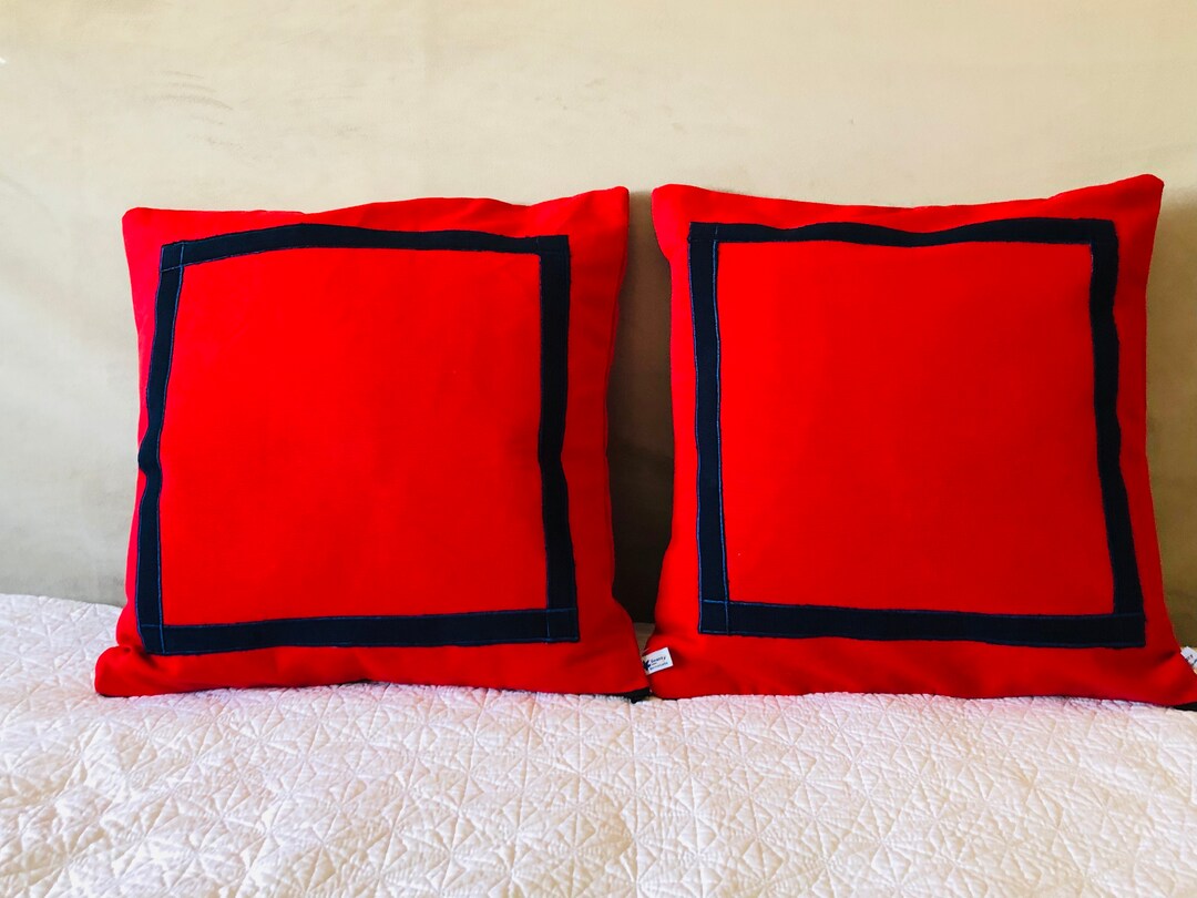 Red Blue Decorative Trim Bedroom Throw Pillows Couch Pillows for Living ...