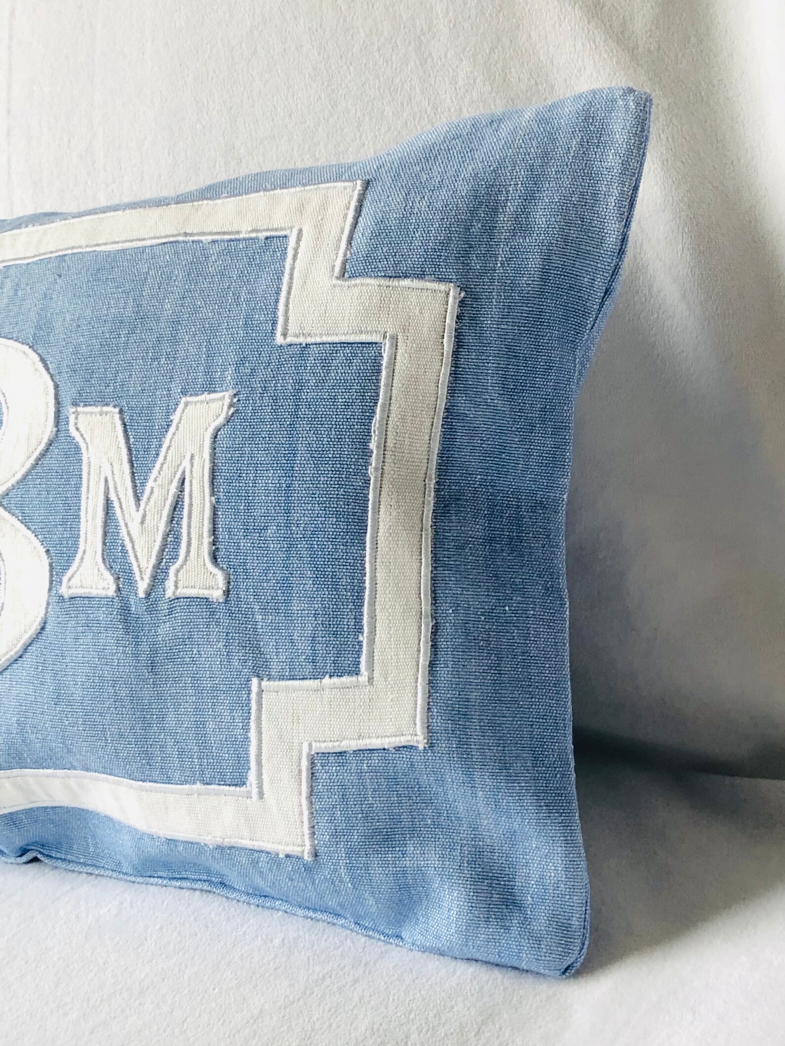 Applique Name Pillow Cover, Blue Personalized Gifts - Etsy
