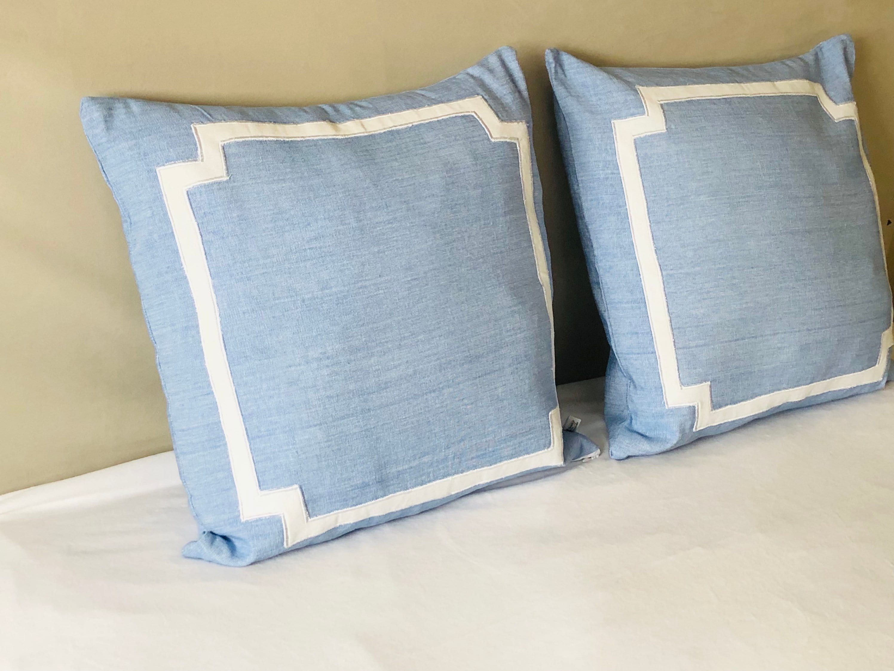 Blue White Euro Pillows, Personalized Euroshams for Couch Sofa Bed ...