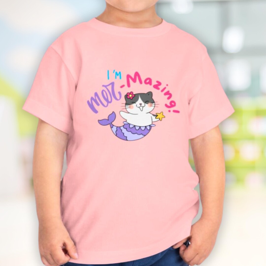Toddler Tee Mer-cat Mermaid Cat I'm Mer-mazing Kids Shirt, Kitten Lover ...