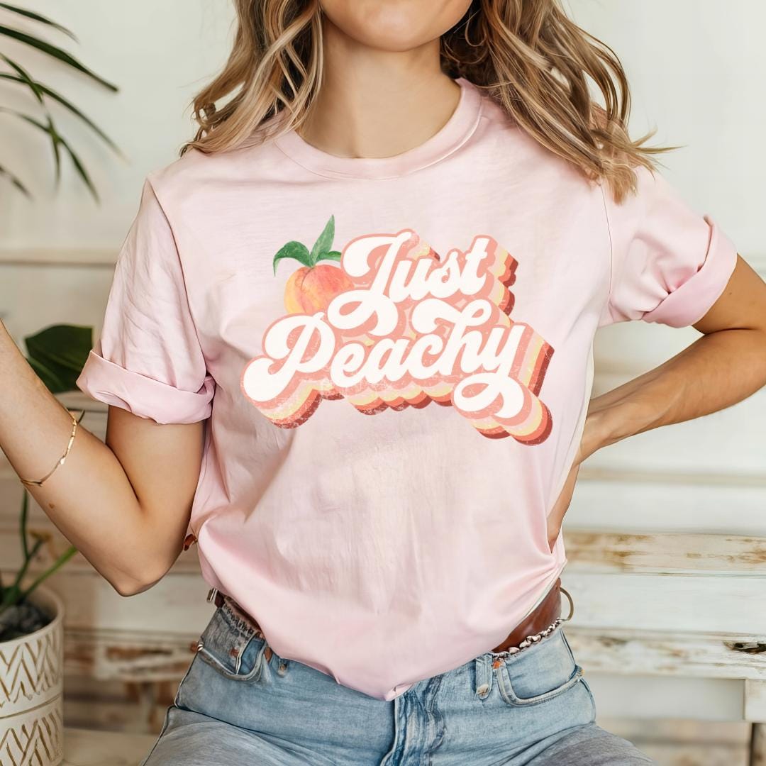 Just Peachy Orange Bleached Tee, Retro Style Shirt, Bleached Women’s ...