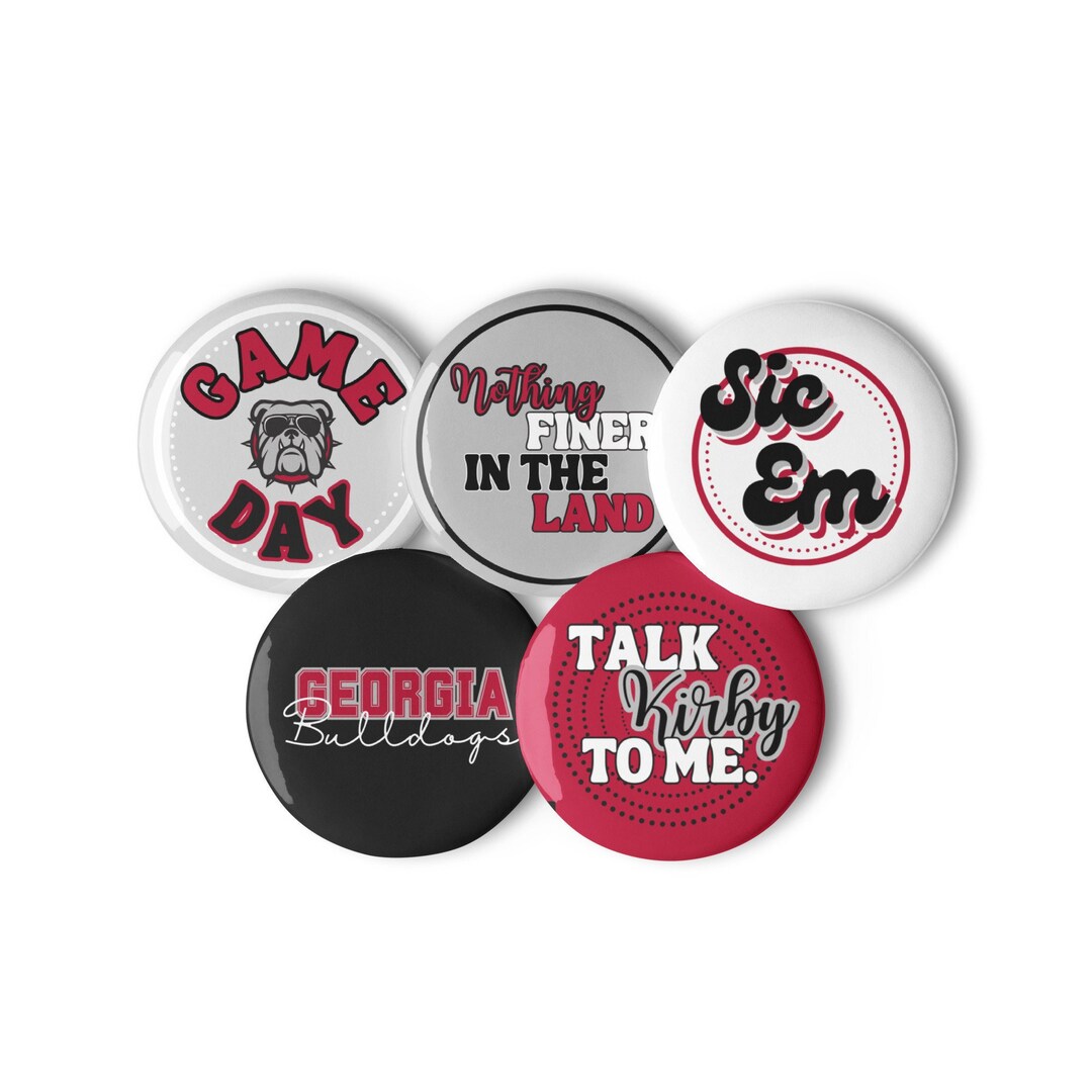 UGA Bulldog-themed Pin Buttons - Set of 5 - Etsy