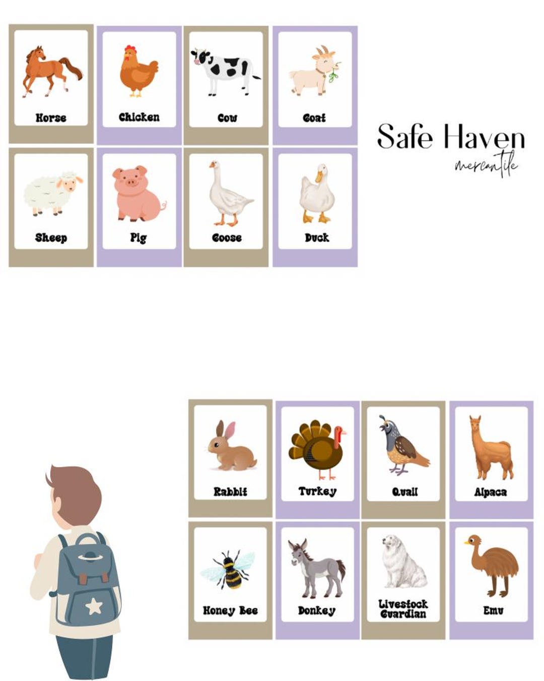 Farm Animals Digital Early Learning Flashcards | Ages 1+ | Animal Names ...