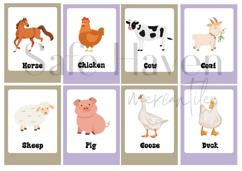 Farm Animals Digital Early Learning Flashcards | Ages 1+ | Animal Names ...