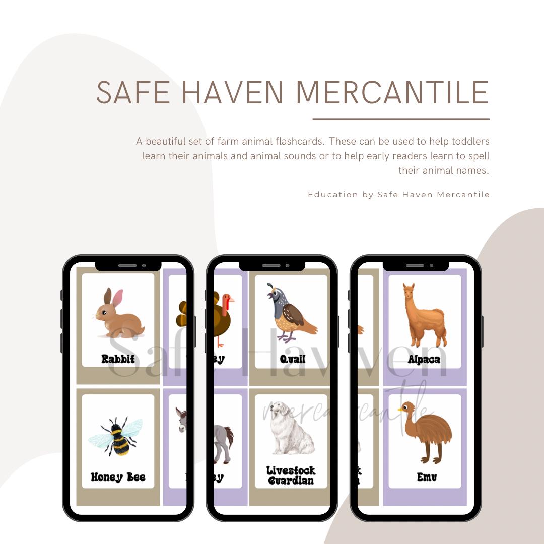 Farm Animals Digital Early Learning Flashcards | Ages 1+ | Animal Names ...