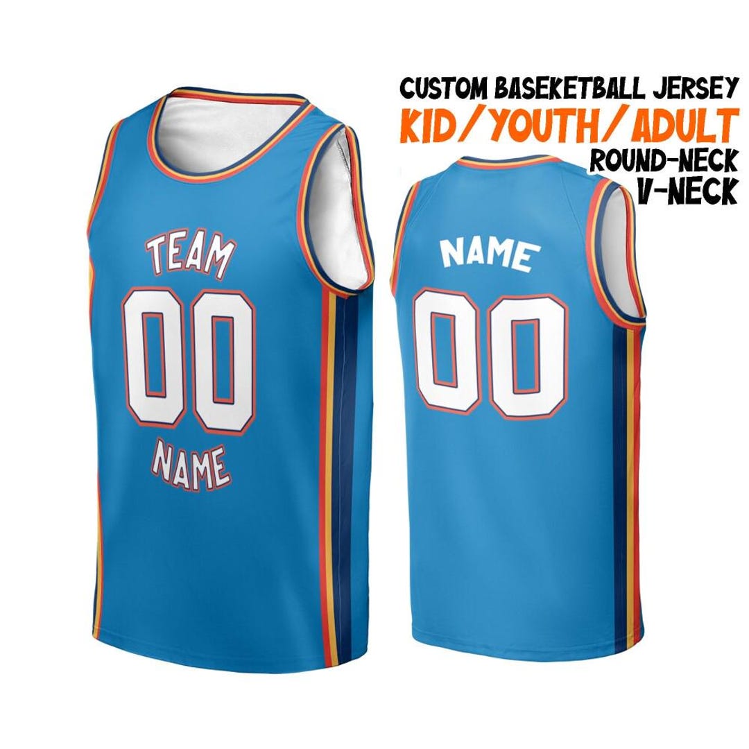 Personalized Basketball Jersey Team Name and Number Thunder Blue and ...