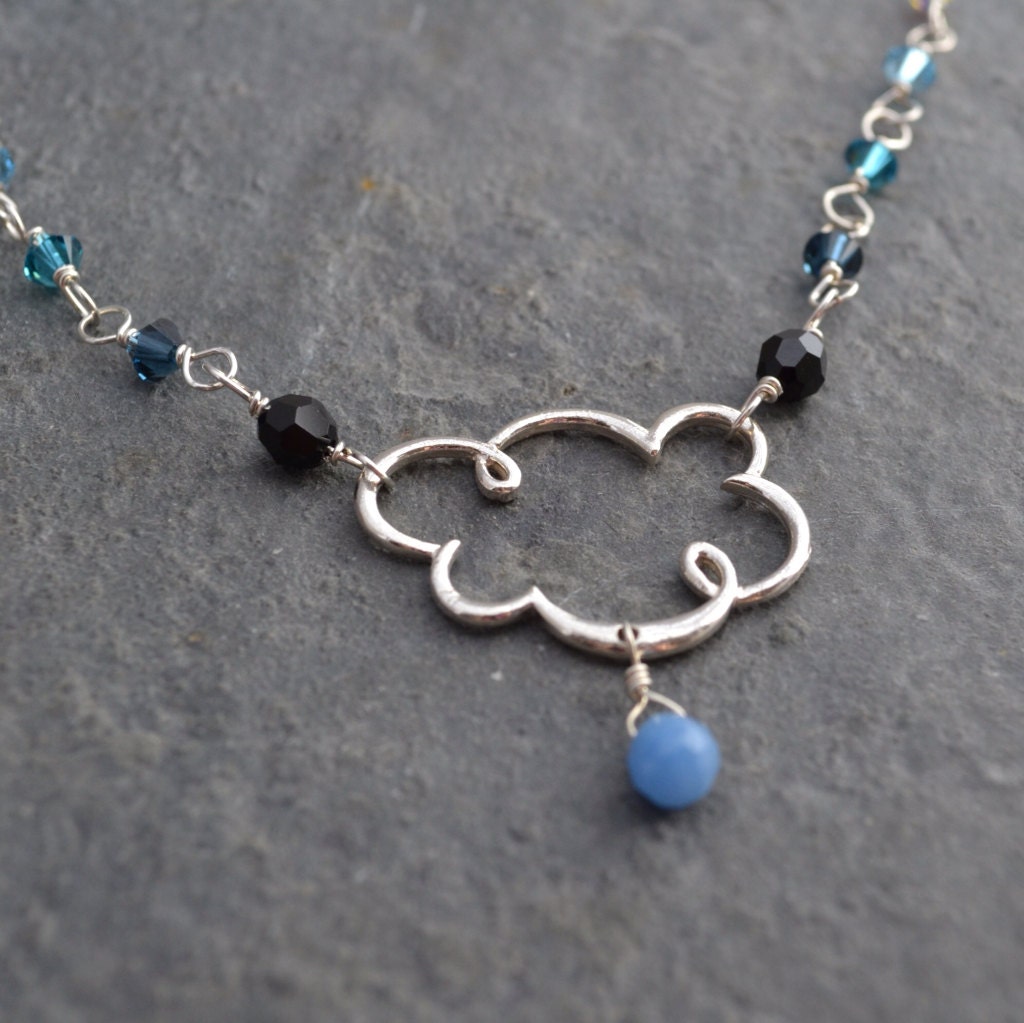 Sterling silver and rain cloud necklace, Christmas gift for her, from ...