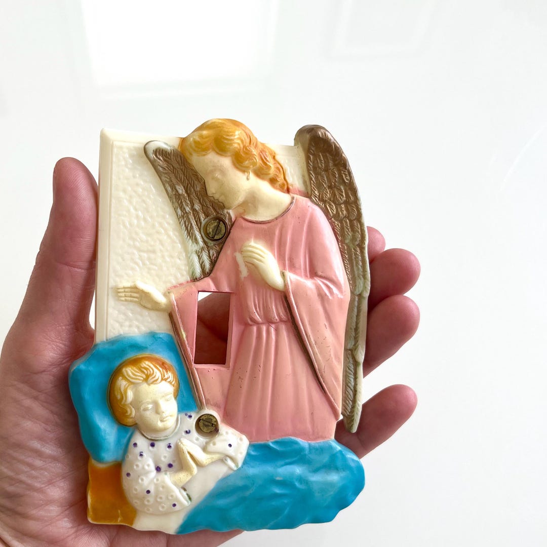 Vintage Light Cover | Guardian Angel | Christian Catholic Home Decor ...
