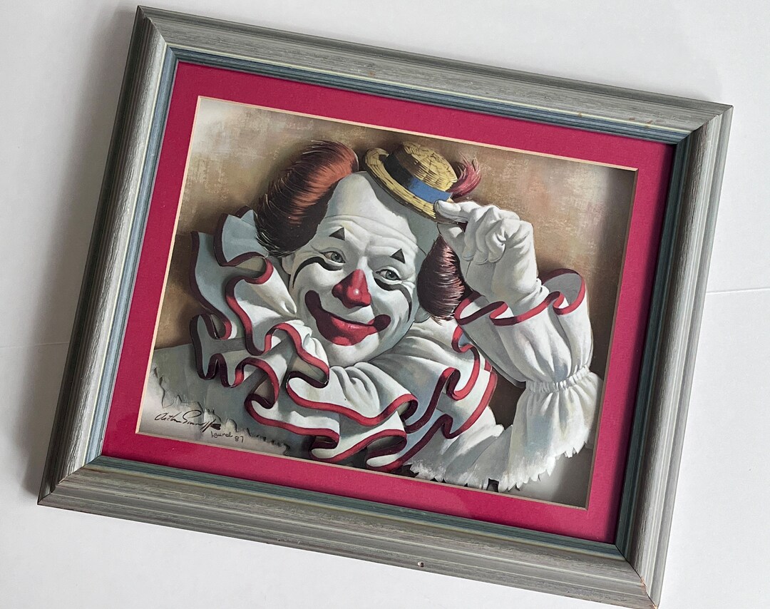 Vintage 3D Clown Artwork | Arthur Sarnoff | 1987 | Framed Clown Art ...