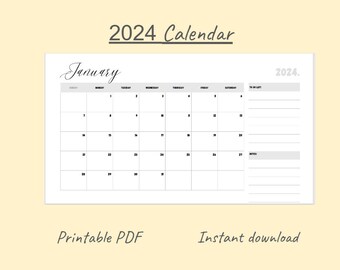 2024 Illustrated Printable PDF Calendar in Style 'summer's Day' | A4 ...