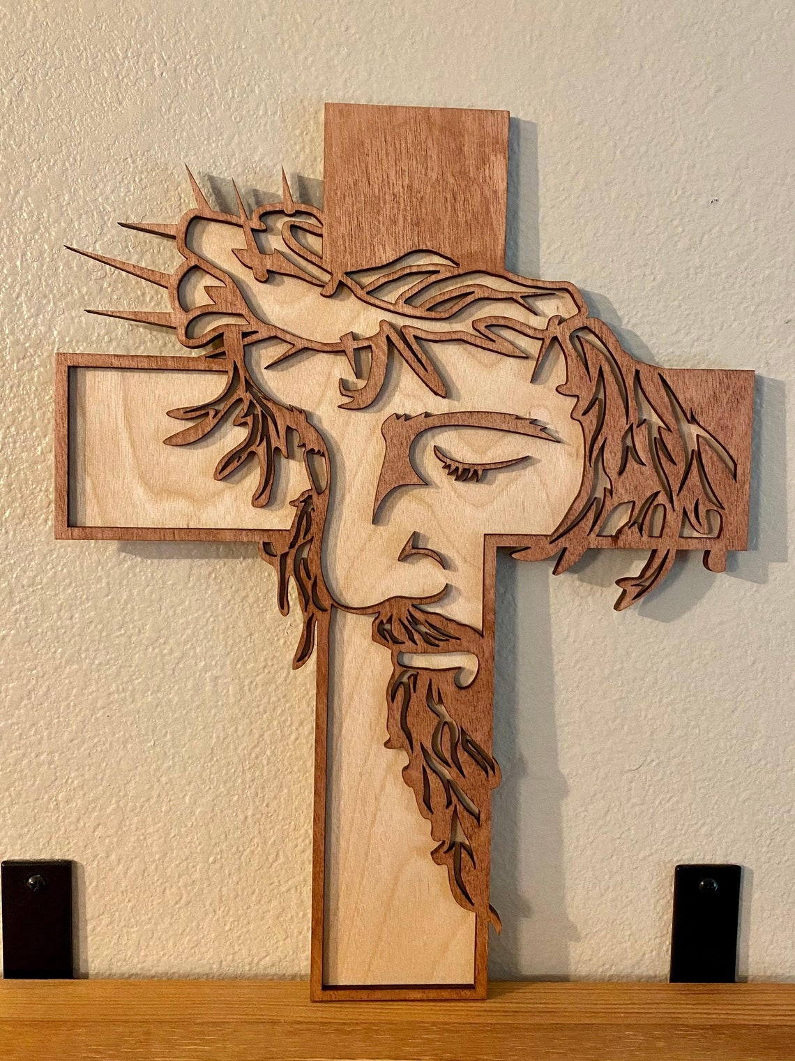 Two Layer Laser Cut Cross With Jesus Face. Cross With Jesus - Etsy