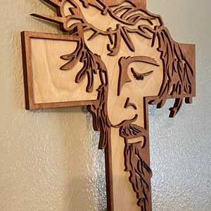 Two Layer Laser Cut Cross With Jesus Face. Cross With Jesus Face Wall ...