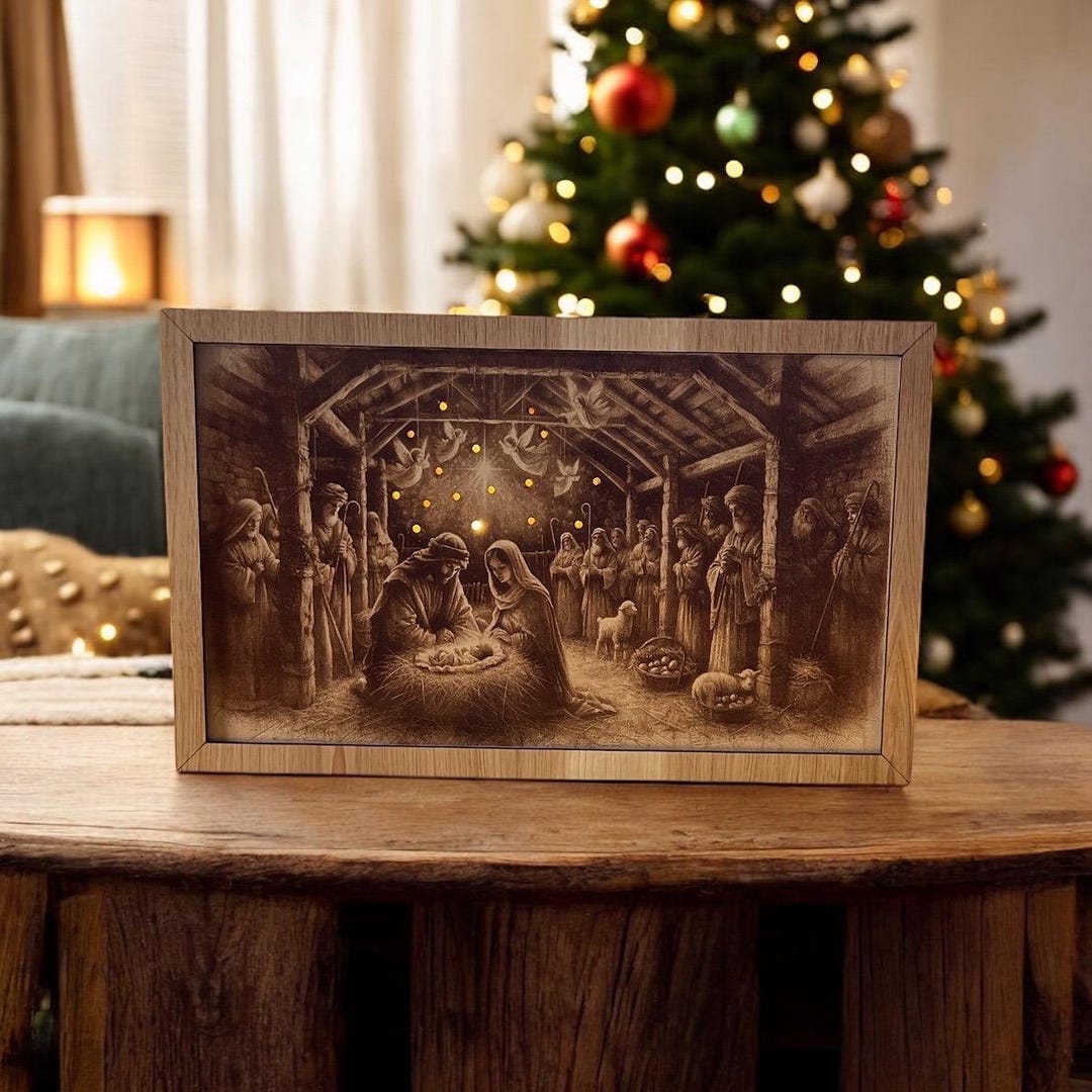 4-layer Nativity Scene With Fairy Lights and Custom Wood Frame ...