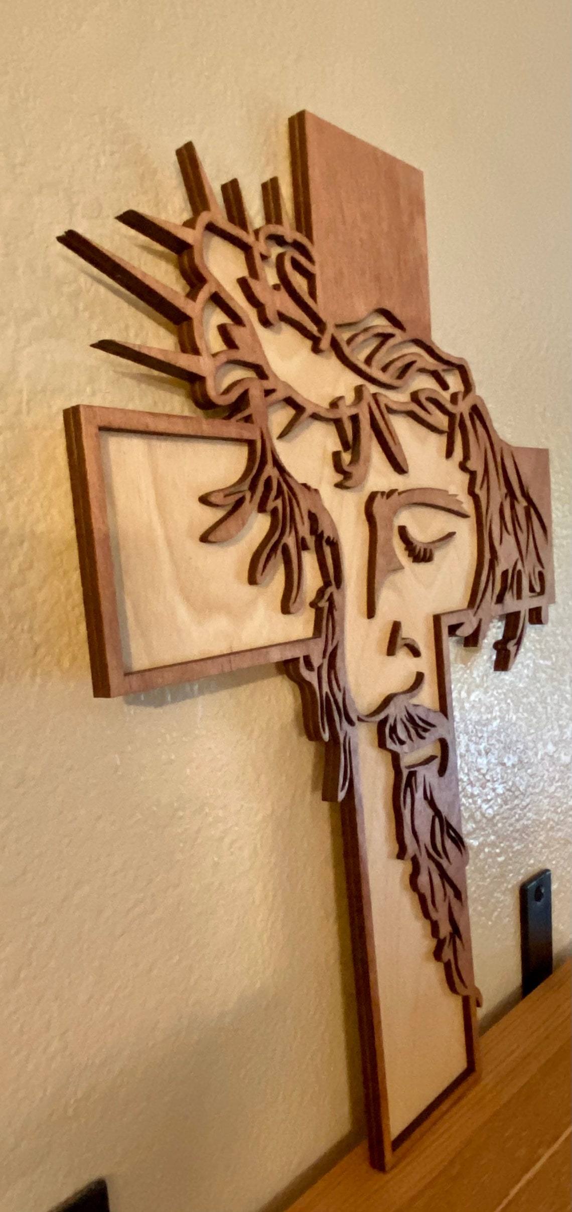 Two Layer Laser Cut Cross With Jesus Face. Cross With Jesus - Etsy