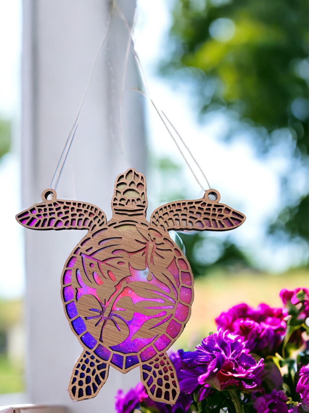 Tropical Turtle Suncatcher Coastal Home Art - Etsy