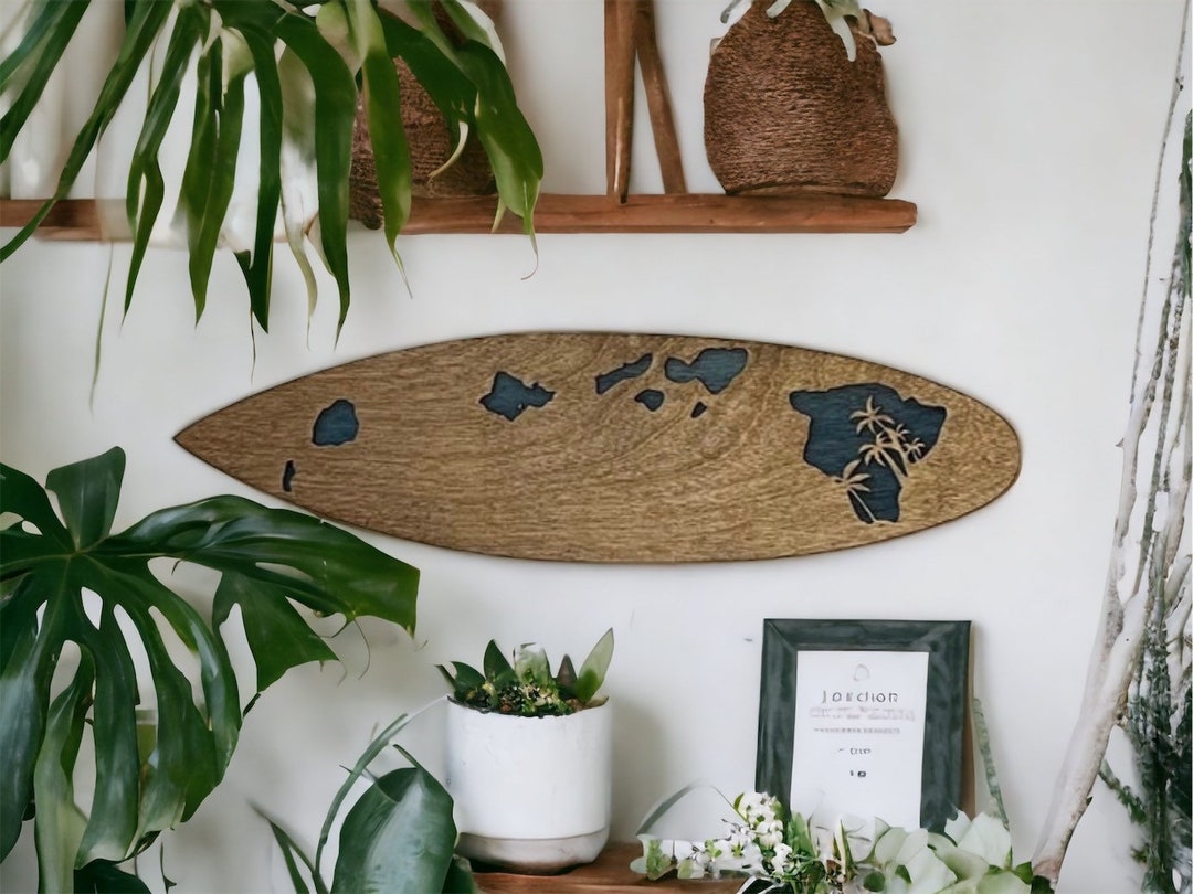 Hawaiian Island Wall Art. Hawaii Wall Art. Hawaiian Islands Surfboard ...