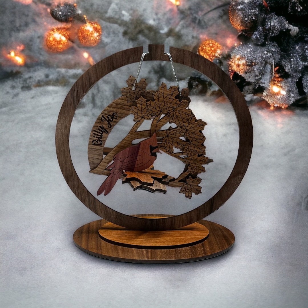 Personalized 3D Cardinal Memorial Ornament With Display Stand, Memorial ...