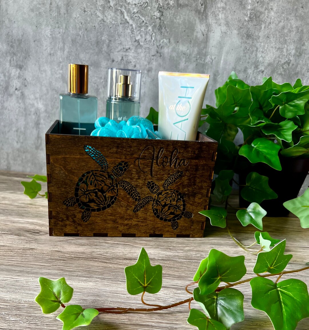 Wooden Turtle Storage Box, Sea Turtle Storage Box, Turtle Desk Box ...