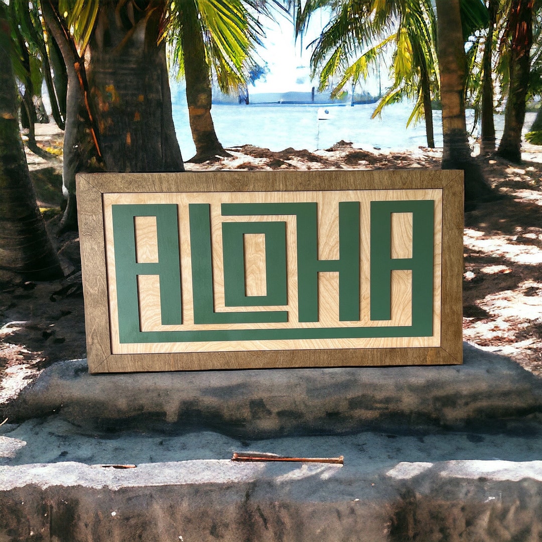 Wood ALOHA Sign With or Without Monstera Leaves - Hawaiian Decor - Etsy
