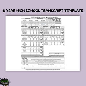 5-year High School Transcript Template | Excel & Google Sheets ...