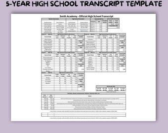 4-year High School Transcript Template | Excel & Google Sheets ...