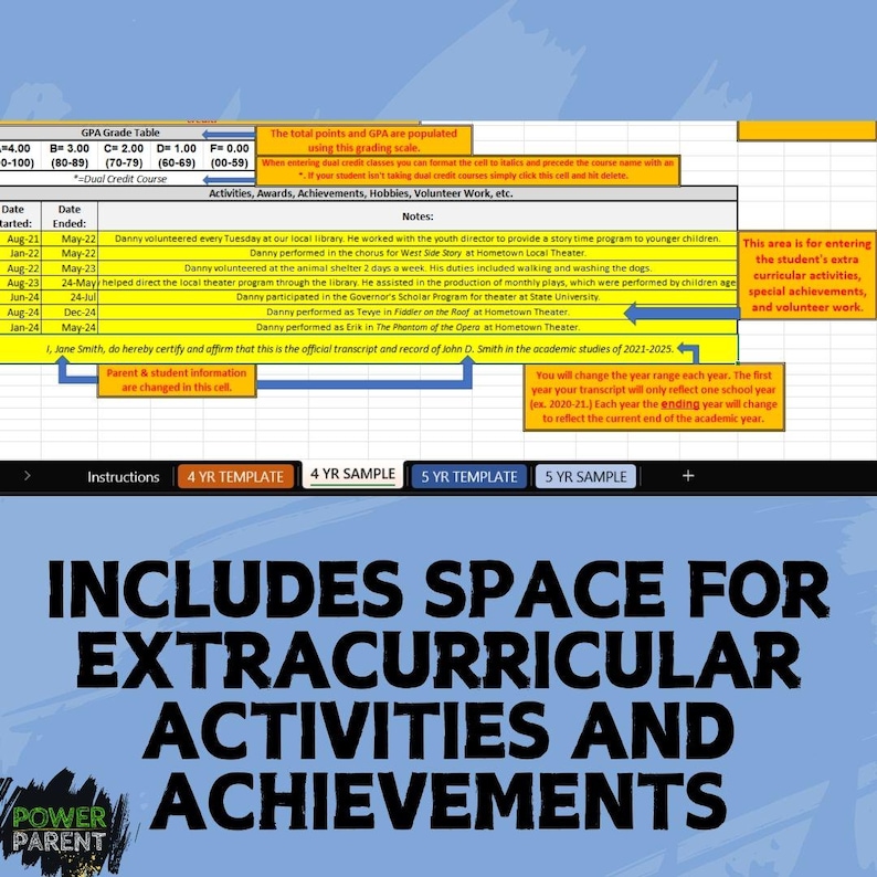 High School Transcript Template With GPA Calculator - Etsy