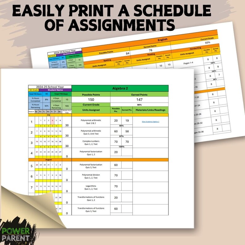 Homeschool Planner, Gradebook, Progress Report, Attendance Tracker, and ...