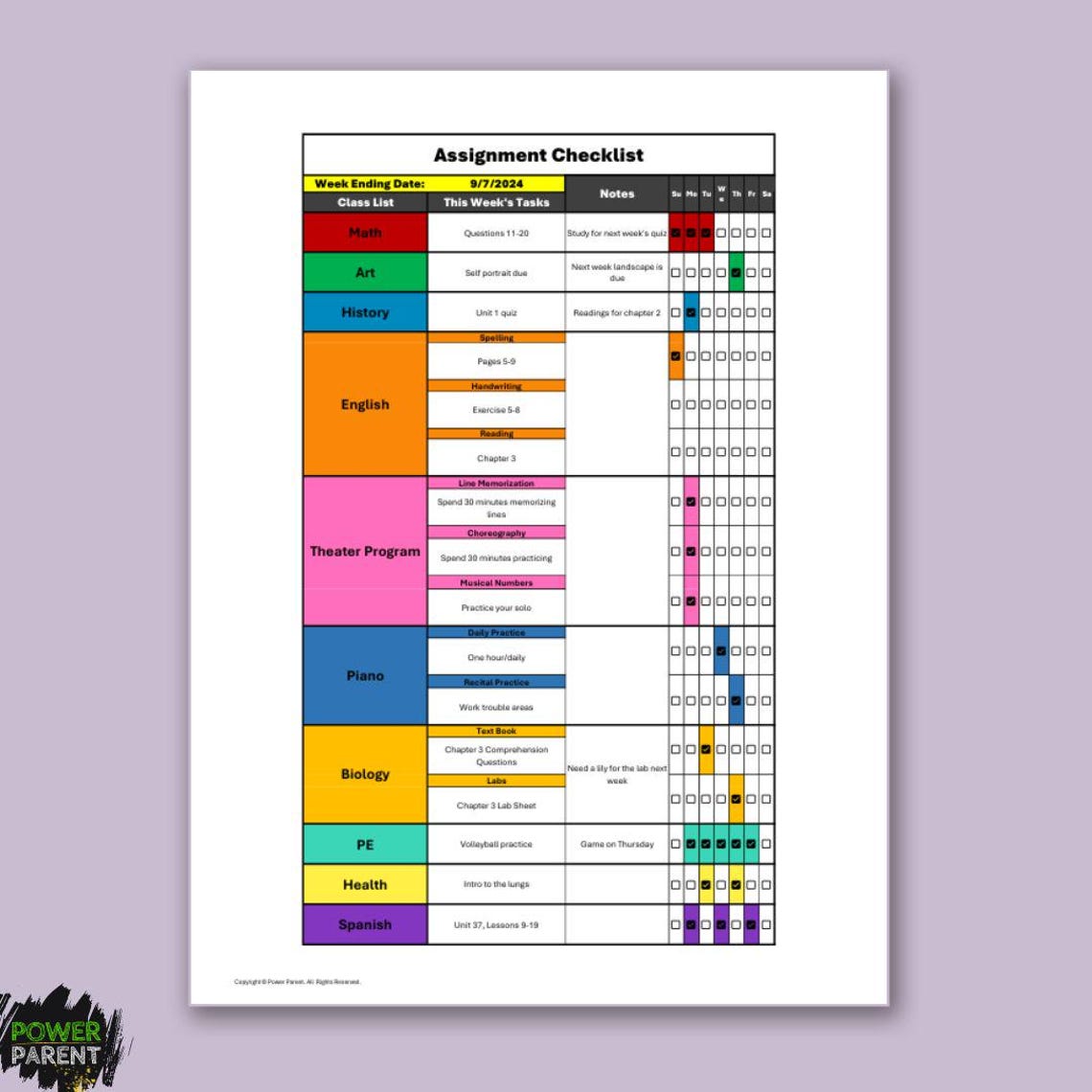 Checklist Template | Daily & Weekly Task Planner | Excel and Google ...