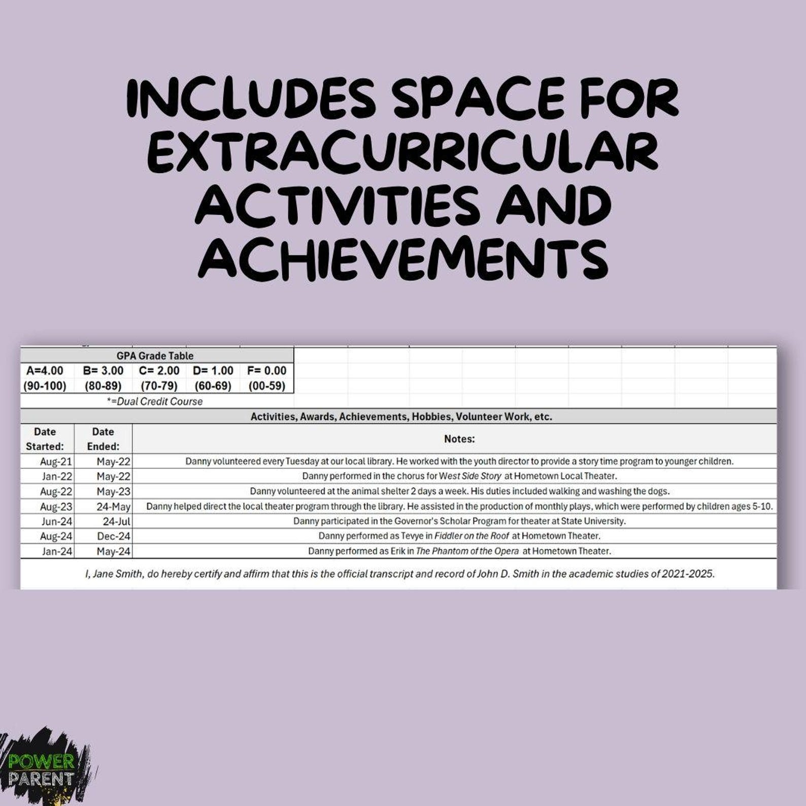 5-year High School Transcript Template | Excel & Google Sheets ...