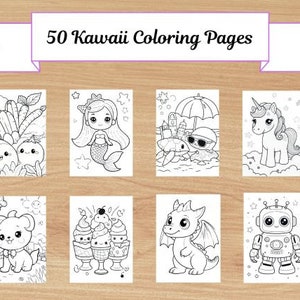 50 Kawaii Coloring Pages for Kids | Instant Download PDF | Fun & Cute ...