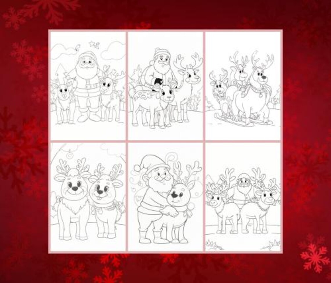 Reindeer & Santa Coloring Book for Kids: Christmas Mazes (printable PDF ...