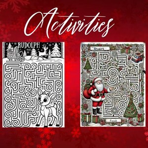 Reindeer & Santa Coloring Book for Kids: Christmas Mazes (printable PDF ...