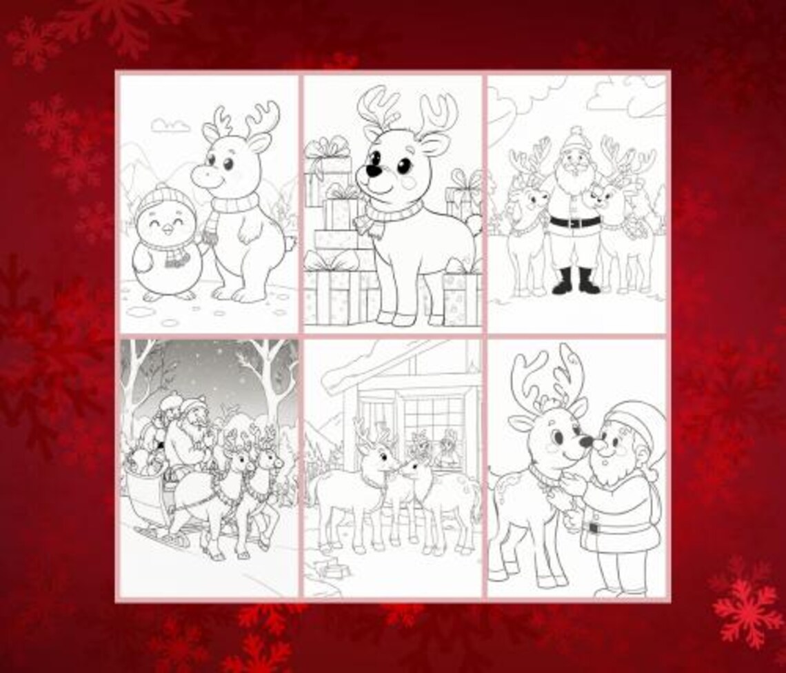 Reindeer & Santa Coloring Book for Kids: Christmas Mazes (printable PDF ...