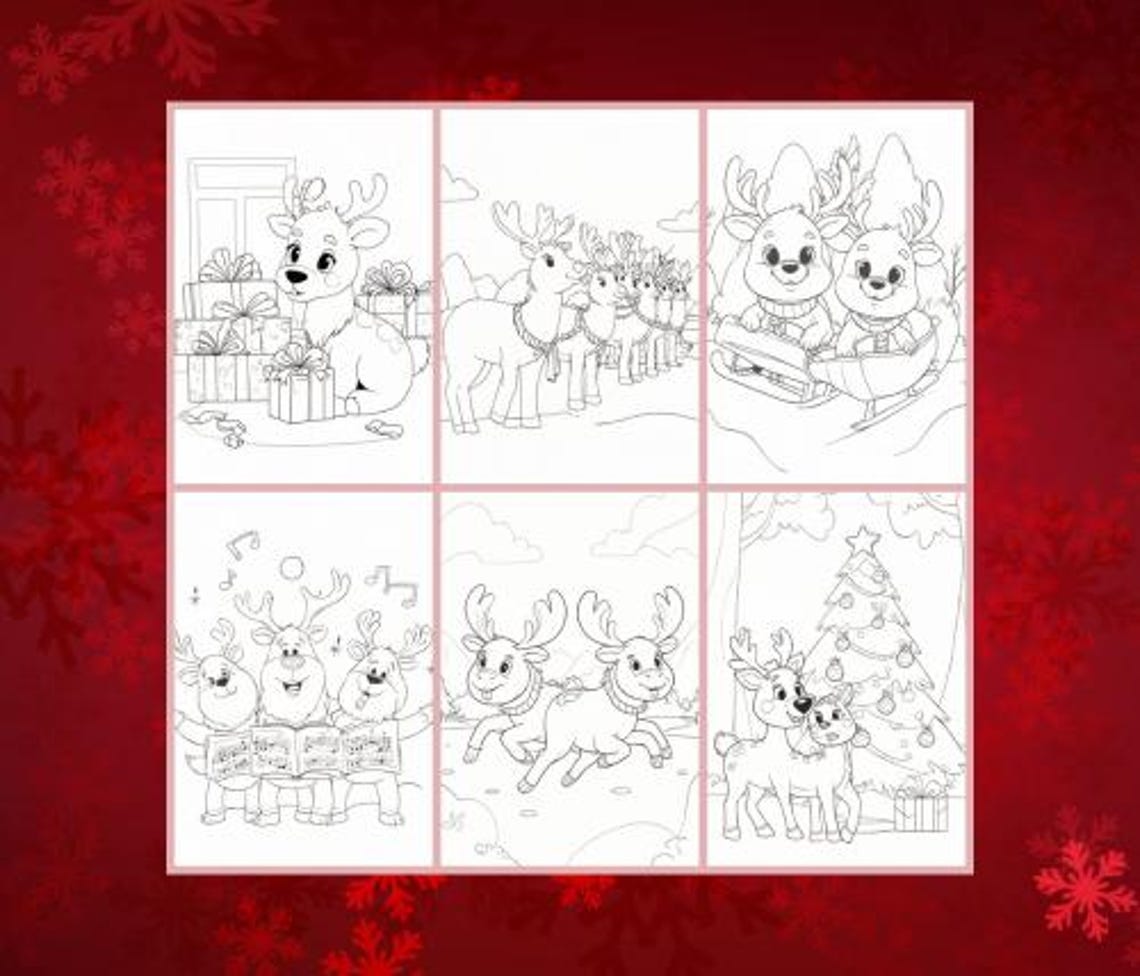 Reindeer & Santa Coloring Book for Kids: Christmas Mazes (printable PDF ...