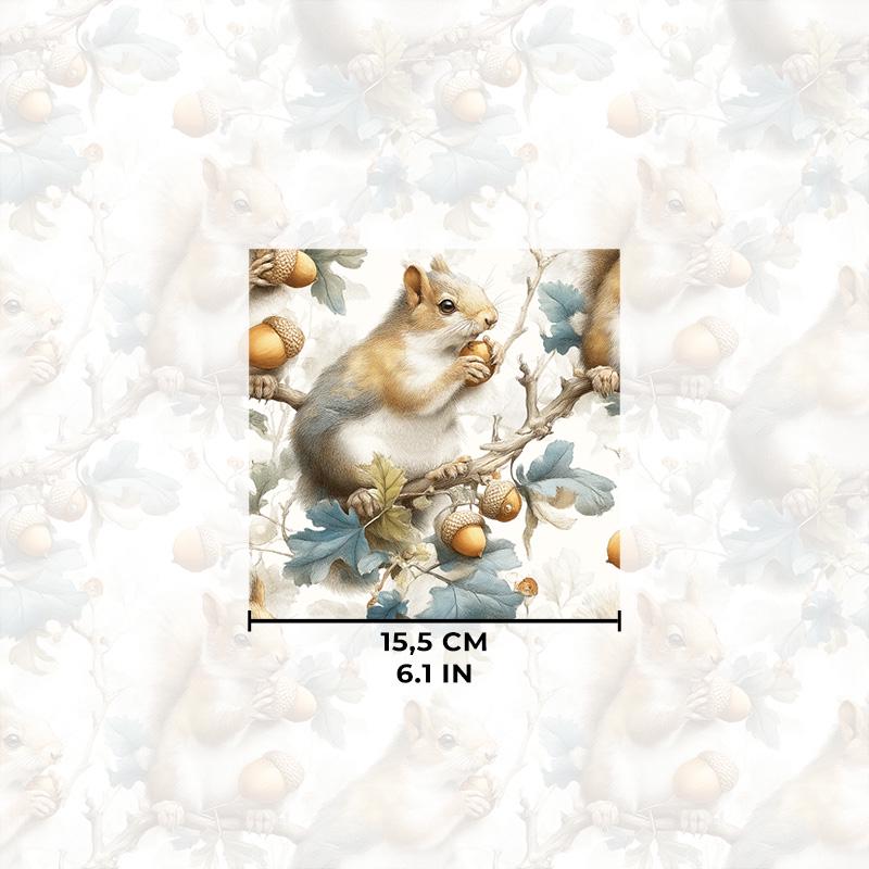 Cotton Fabric by the Yard – Squirrels and Acorns With Oak Leaves in ...