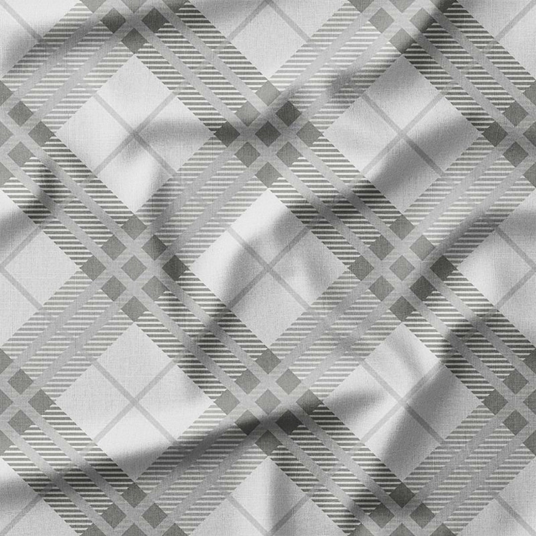 Grey Graphite Grid Fabric by the Yard Cotton Knit Jersey Sateen Poplin ...
